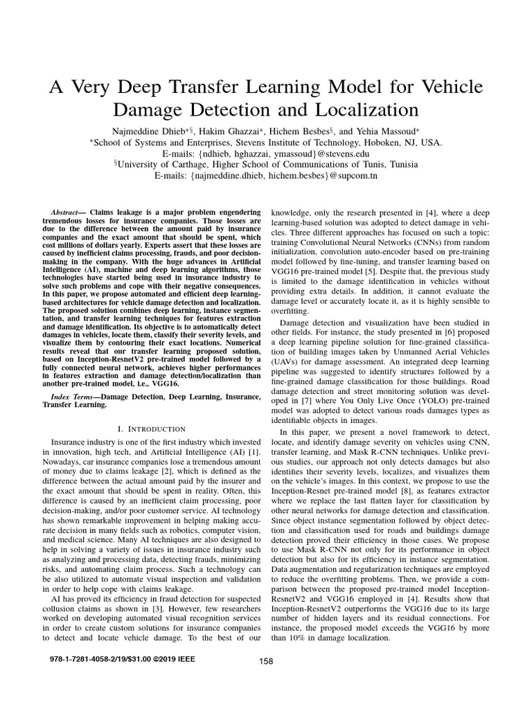 A Very Deep Transfer Learning Model For Vehicle Damage Detection and ... A Very Deep Transfer Learning Model For Vehicle Damage Detection and ...