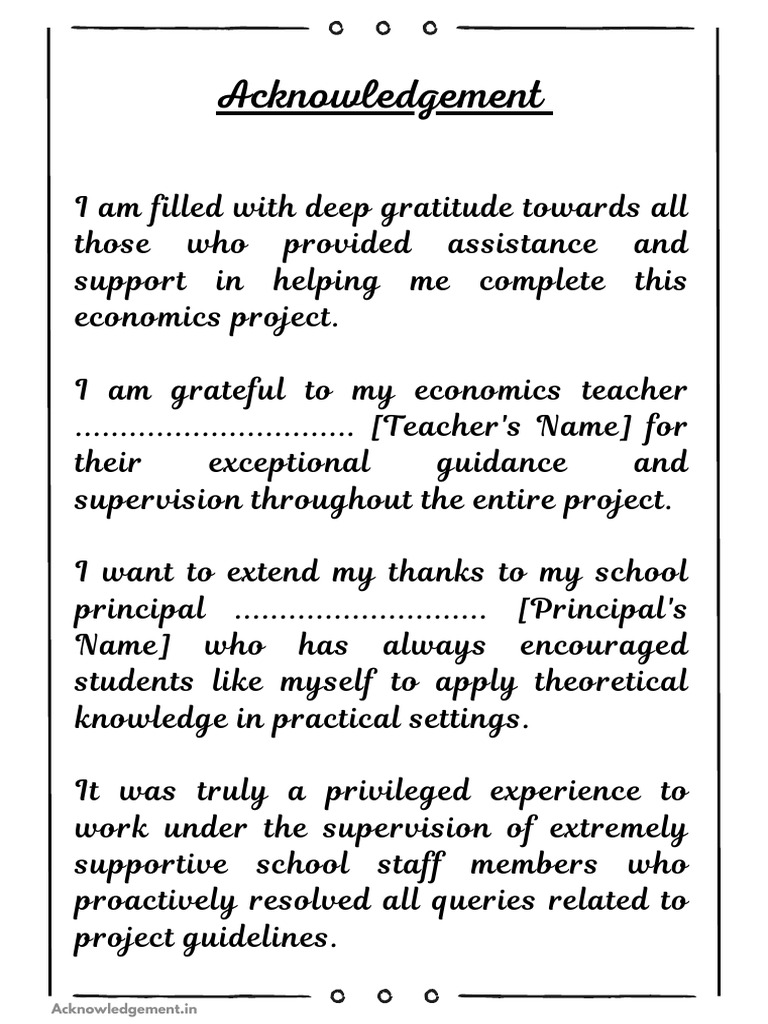 Economics Project Acknowledgement | PDF
