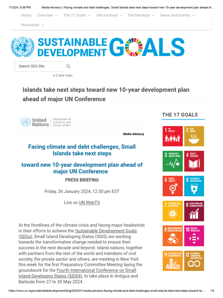 Media Advisory - Facing Climate and Debt Challenges, Small Islands Take ...