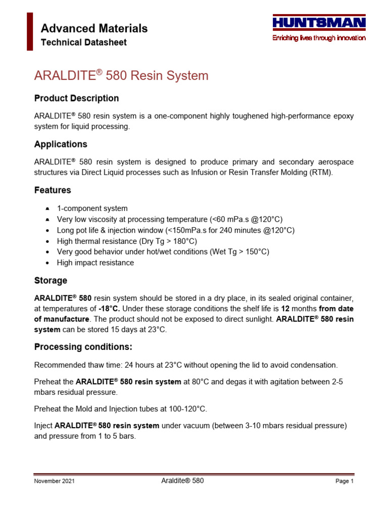 ARALDITE 580 Technical Datasheet (US) | PDF | Young's Modulus | Materials