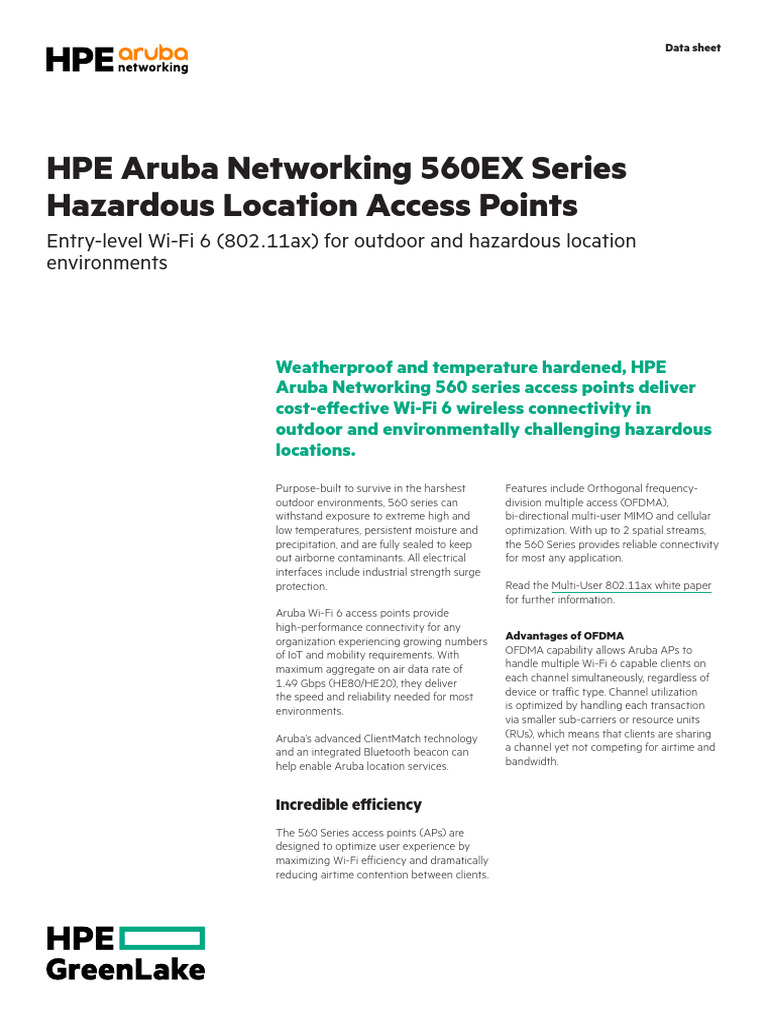 HPE Aruba Networking 560EX Series Hazardous Location Access Points ...