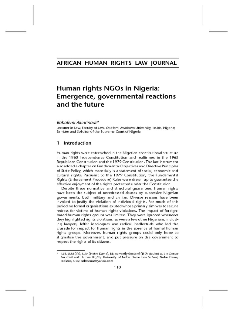Ahrlj Vol2 No1 2002 Babafemi Akinrinade | PDF | Human Rights | Nigeria