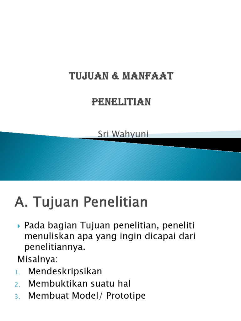 Tujuan dan Manfaat Penelitian Anak | PDF