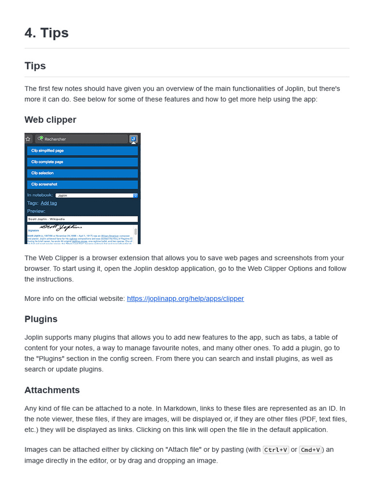 Joplin Tips and Tricks Guide | PDF | Software Engineering | System Software