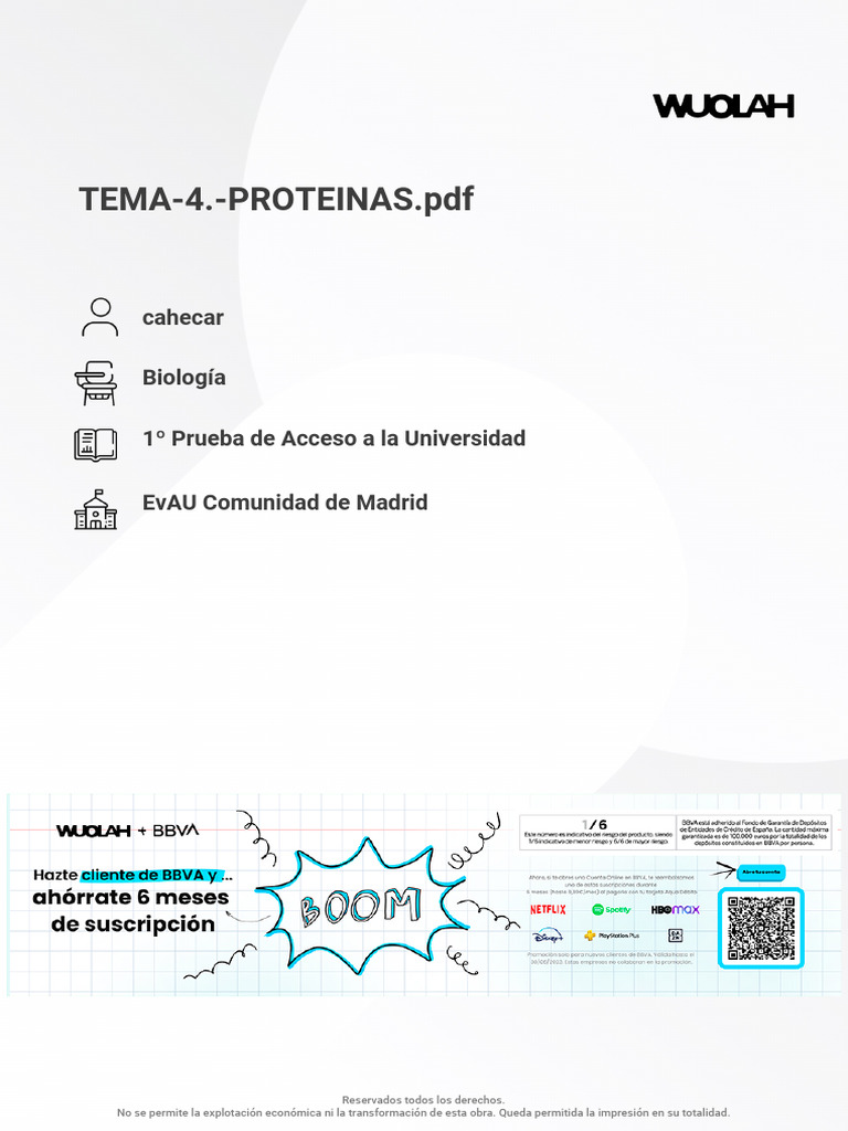 Wuolah Free TEMA 4. PROTEINAS | PDF | Enzima | Estructura proteica
