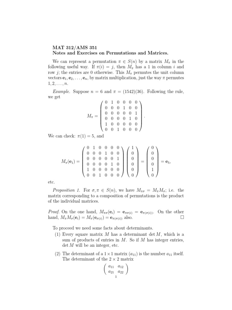 matrices | PDF | Permutation | Determinant