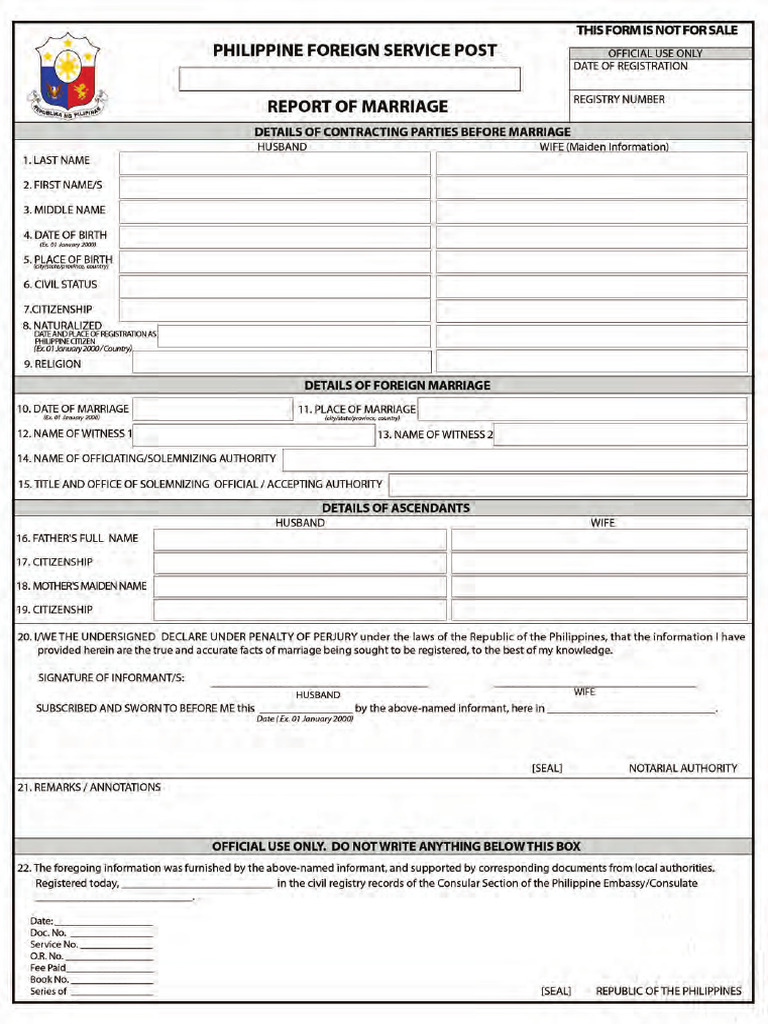 Report of Marriage Form | PDF