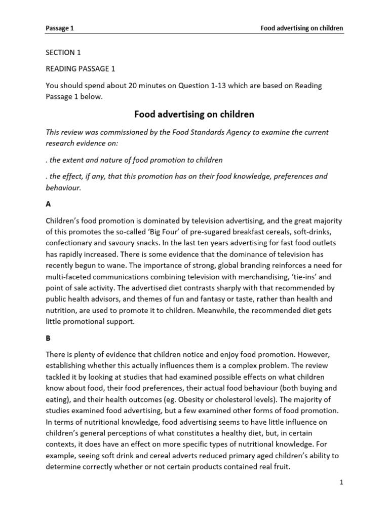 Impact of Food Advertising on Children | PDF | Diet (Nutrition) | Diet ...