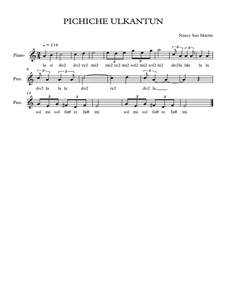 PICHICHE ULKANTUN - Partitura Completa | PDF