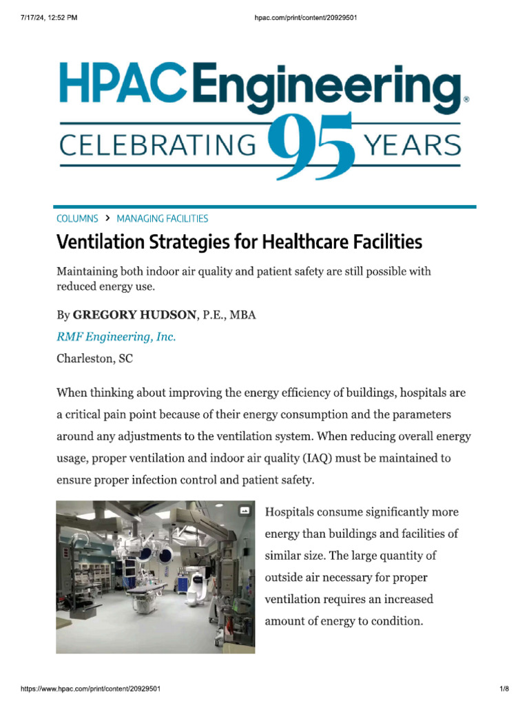 HPAC - Ventilation Strategies For Healthcare Facilities | PDF