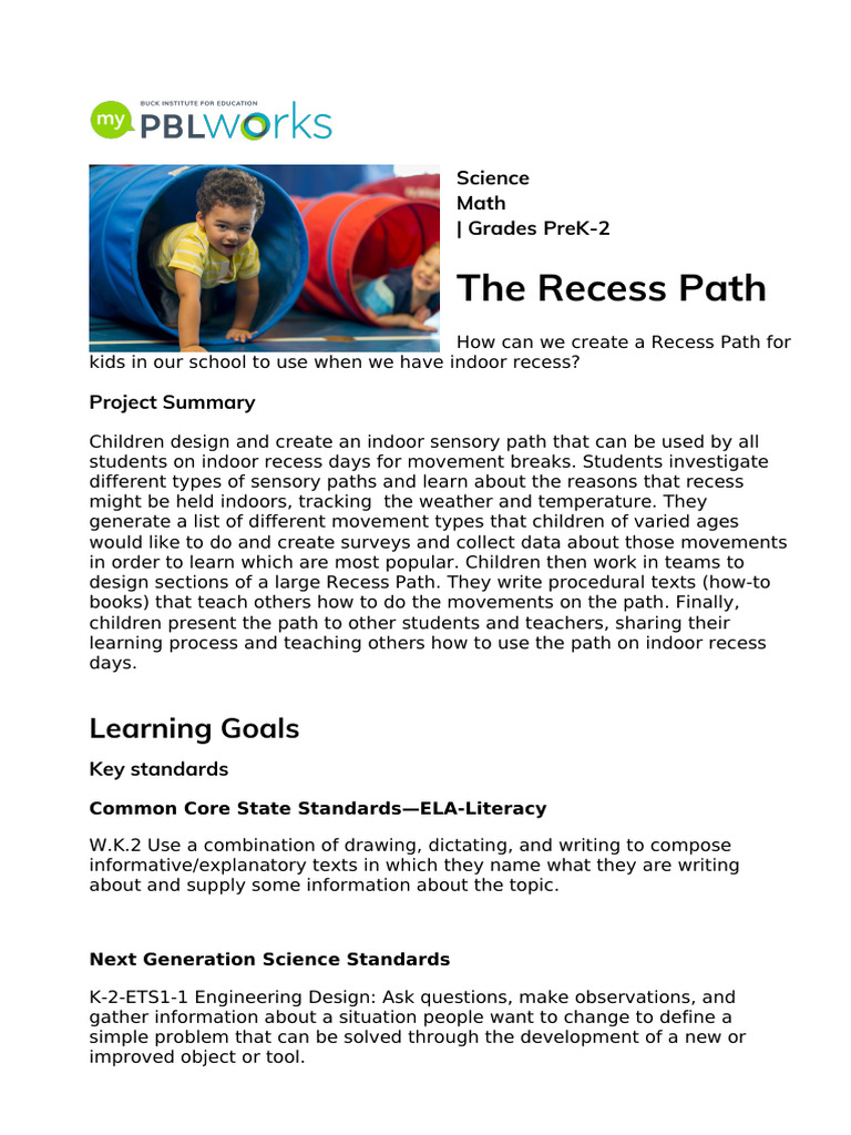 The Recess Path | PDF | Learning | Accessibility