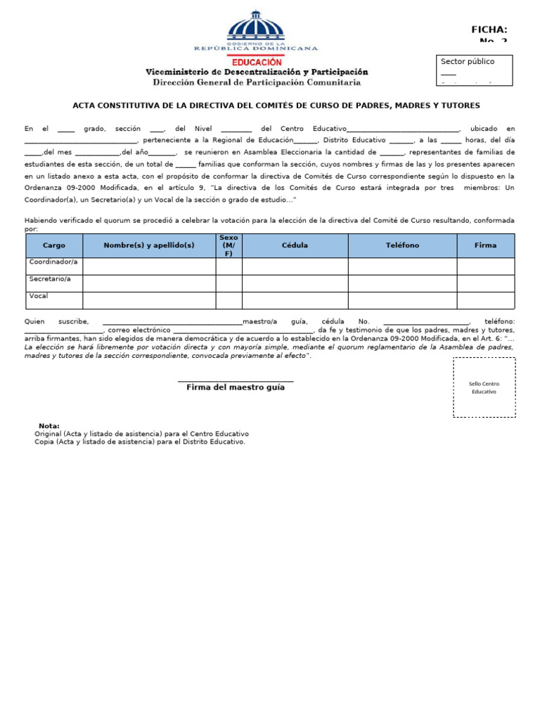 Acta Constitutiva Del Comité de Curso 2024-2025 | PDF | Gobierno