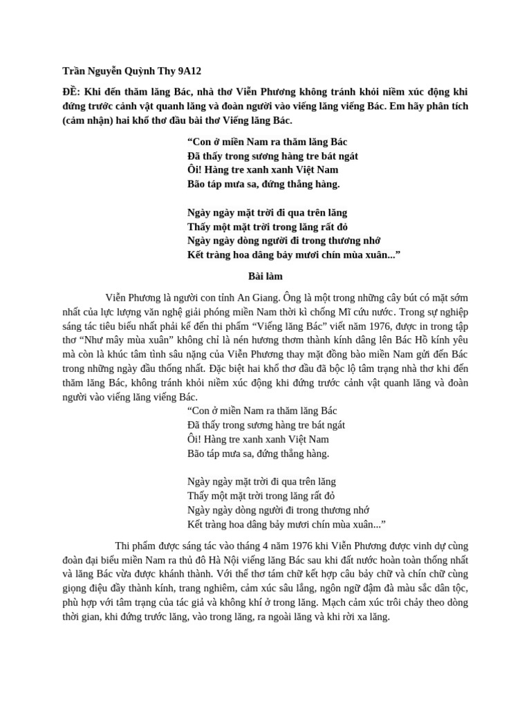 PHÂN TÍCH 2 KHỔ ĐẦU BÀI VLB | PDF