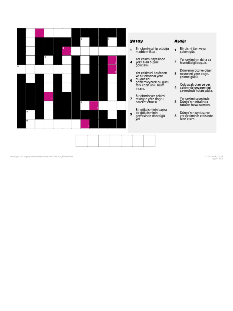 Oyna Çapraz Bulmaca | PDF
