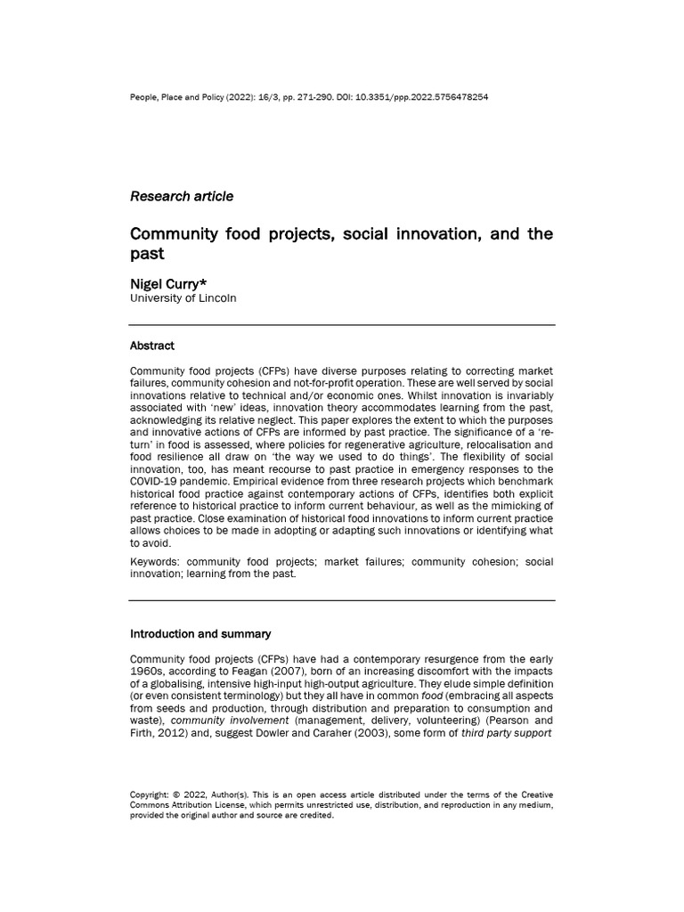 Community Food Projects Innovation | PDF | Innovation | Agriculture