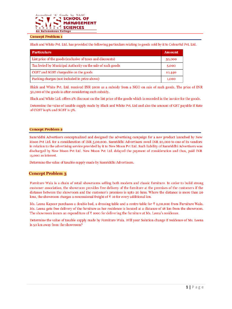 GST Practice Questions | PDF
