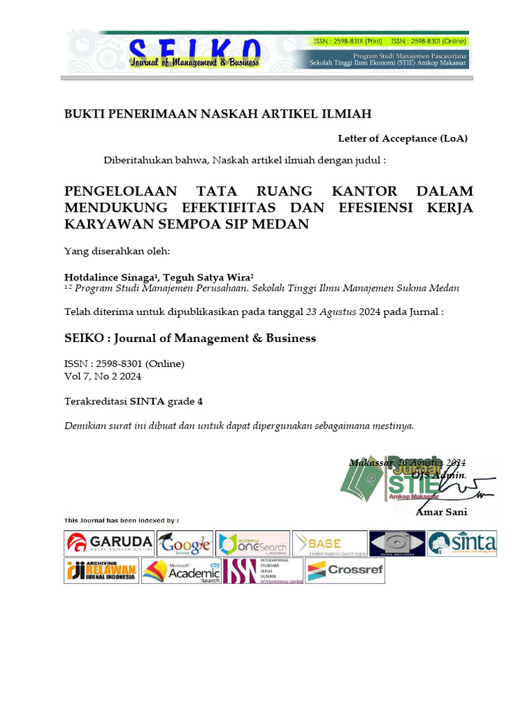 LoA SEIKO Mr. Sinaga & Mr. Teguh | PDF