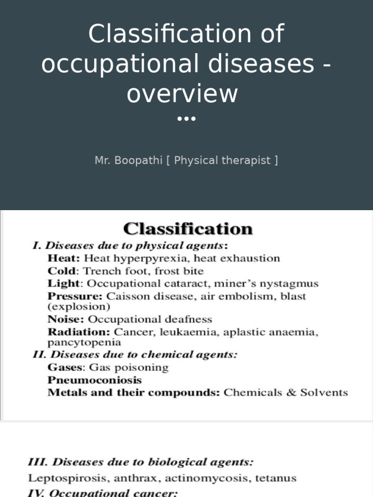 Classification of occupational diseases - overview | PDF