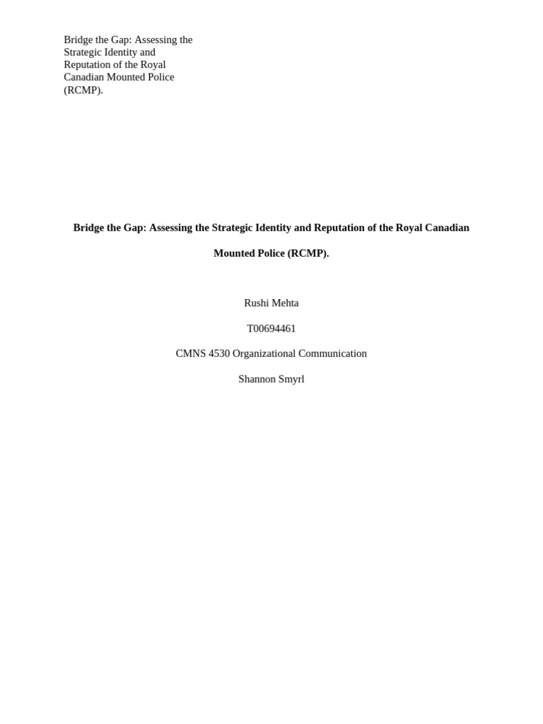 Position Paper | PDF | Royal Canadian Mounted Police | Reputation