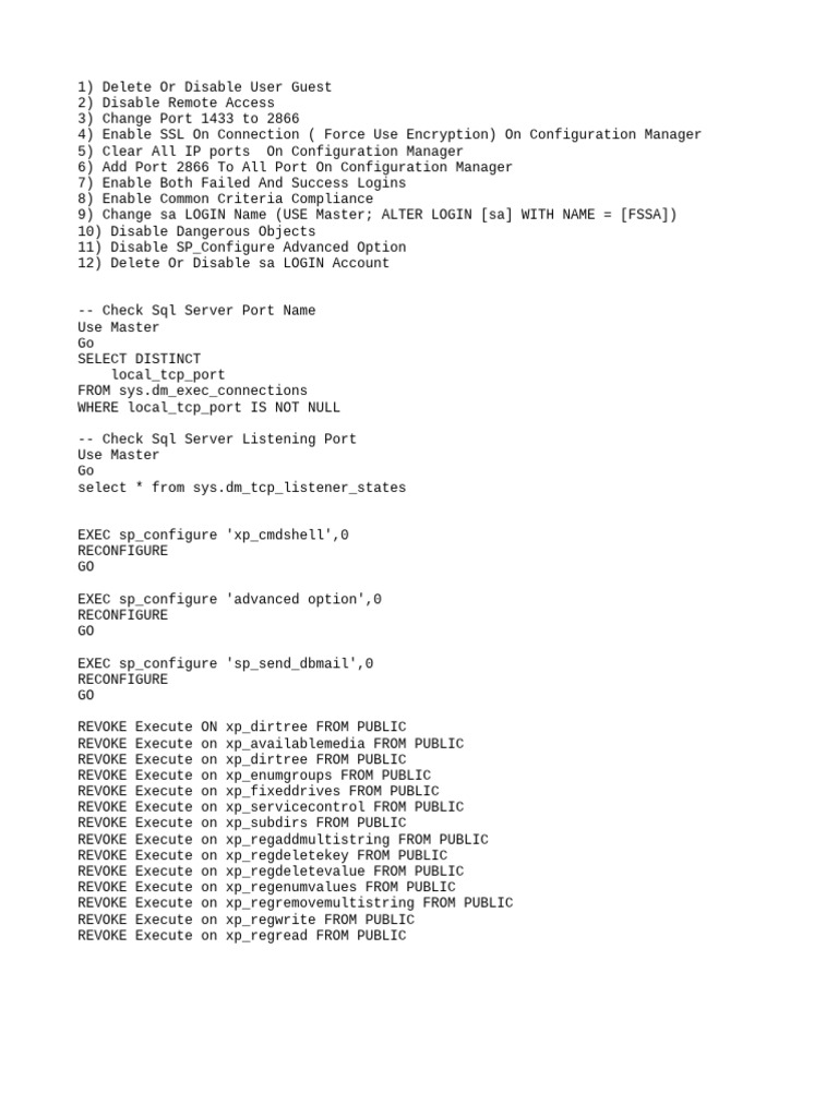 SQL Server Security Configs | PDF