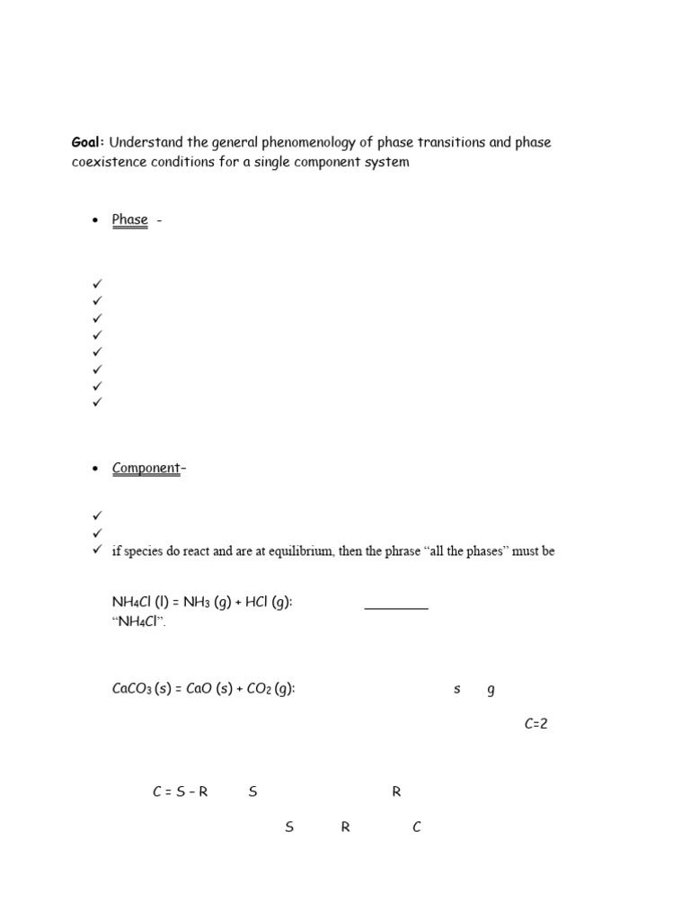 Handout 4-2024 - Criteria for Chemical Equilibrium and Phase Diagrams 2024 | PDF | Phase (Matter ...