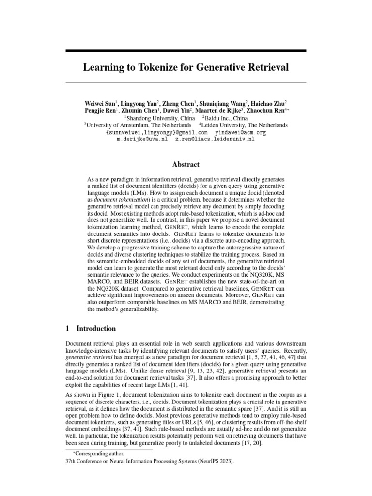 Generative Retrieval Tokenization | PDF | Information Retrieval | Applied Mathematics