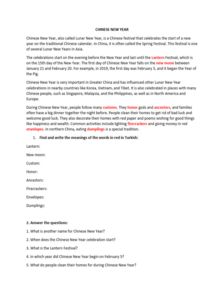 Lesson Based On Chinese New Year | PDF | China | World Politics