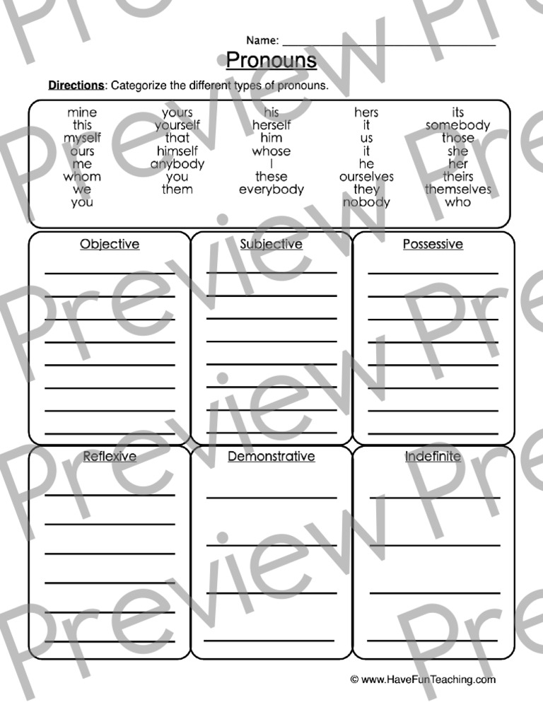 Pronouns Worksheet 2 Preview | PDF