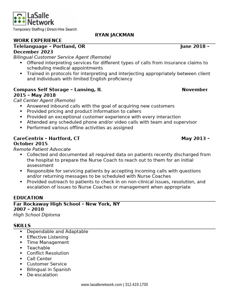 TLN Resume - Ryan Jackman | PDF