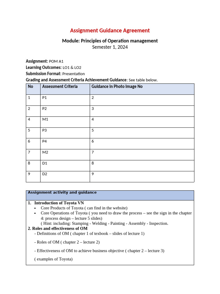 Assignment Guidance Agreement | PDF | Business | Business Process