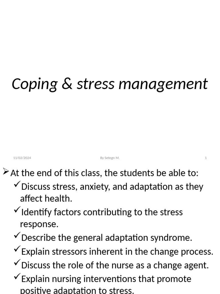 Coping & stress management | PDF | Stress (Biology) | Anxiety
