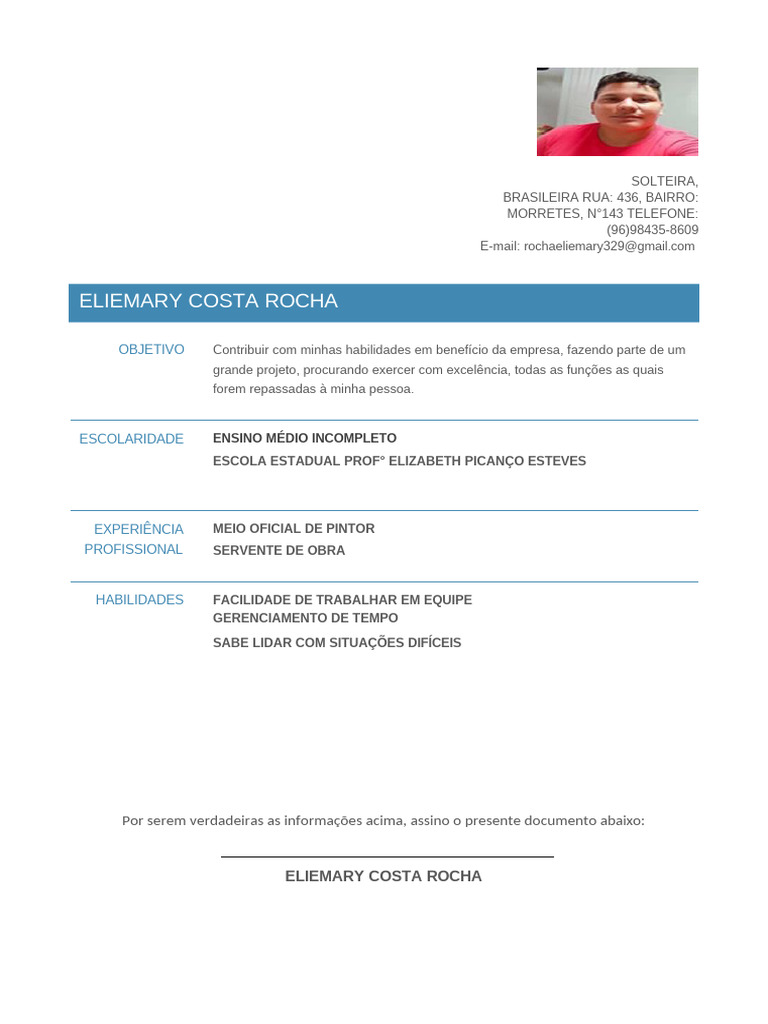 curriculo emprego mary | PDF