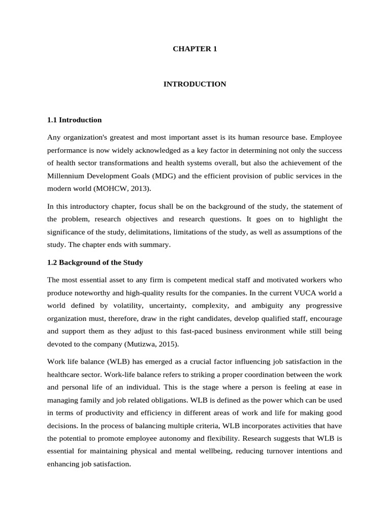 Joyce Dissertation Chapter One | PDF | Job Satisfaction | Employment