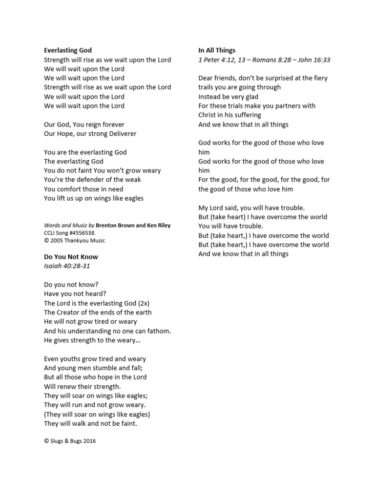 Everlasting God Worship Lyrics | PDF