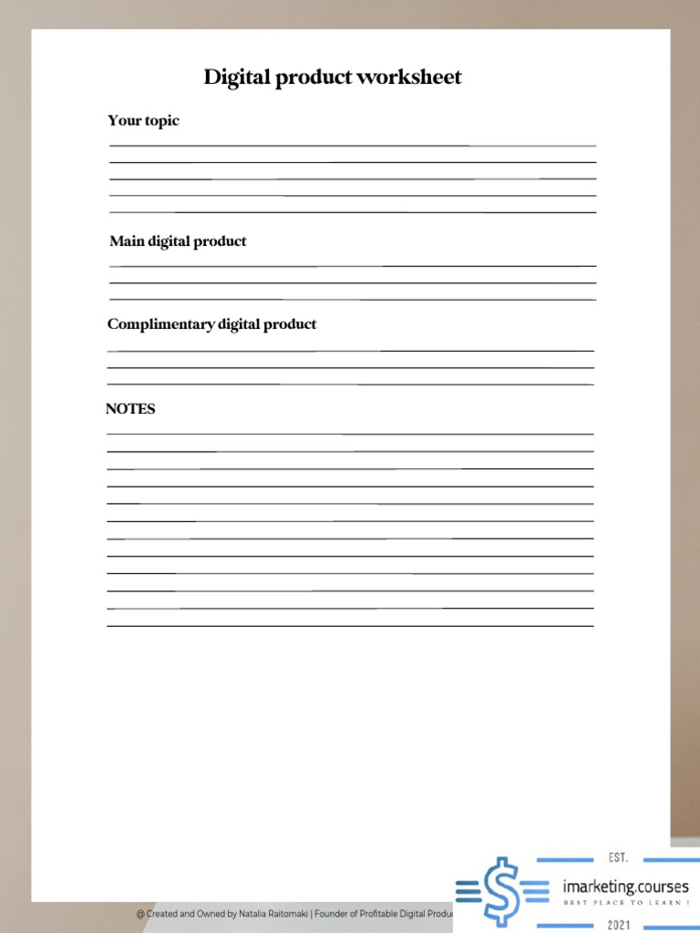 03-Digital Product Worksheet | PDF