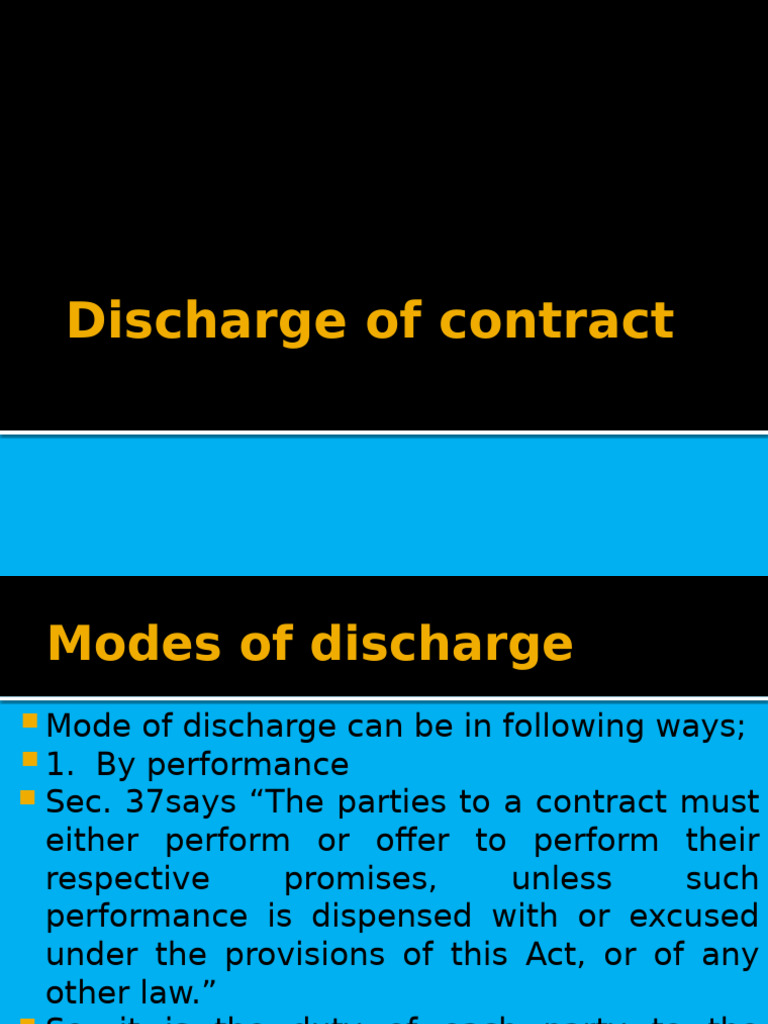 Discharge of Contract | PDF | Business Law | Common Law