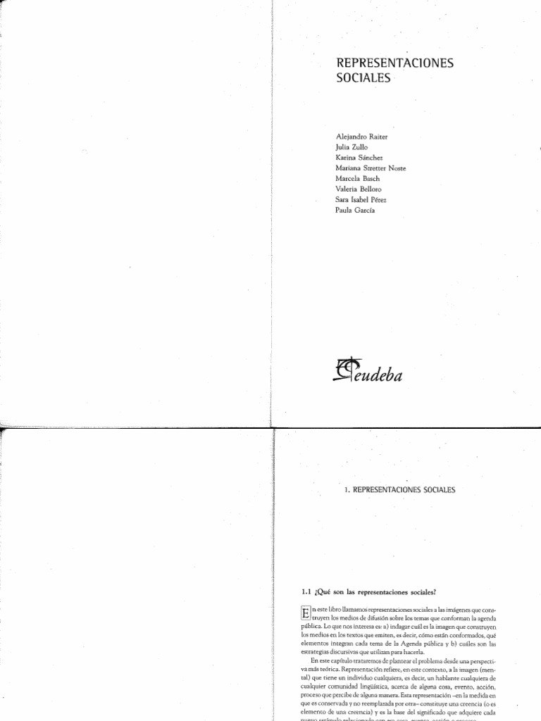 Raiter, A. Representaciones Sociales. Pág. 11-29 | PDF | Mente | Percepción