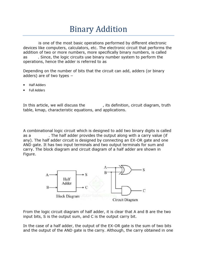 Binary Addition | PDF | Electronic Circuits | Computing