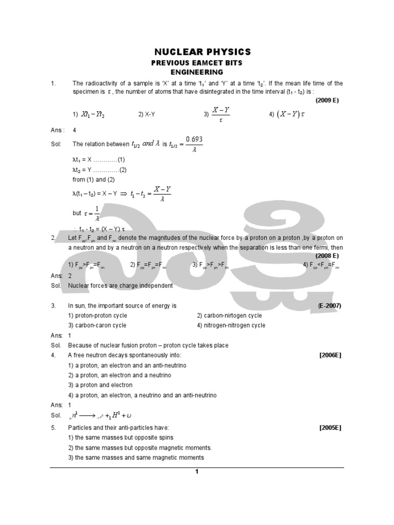 Nuclear Physics: XT Yt XY | PDF | Nuclear Physics | Neutron