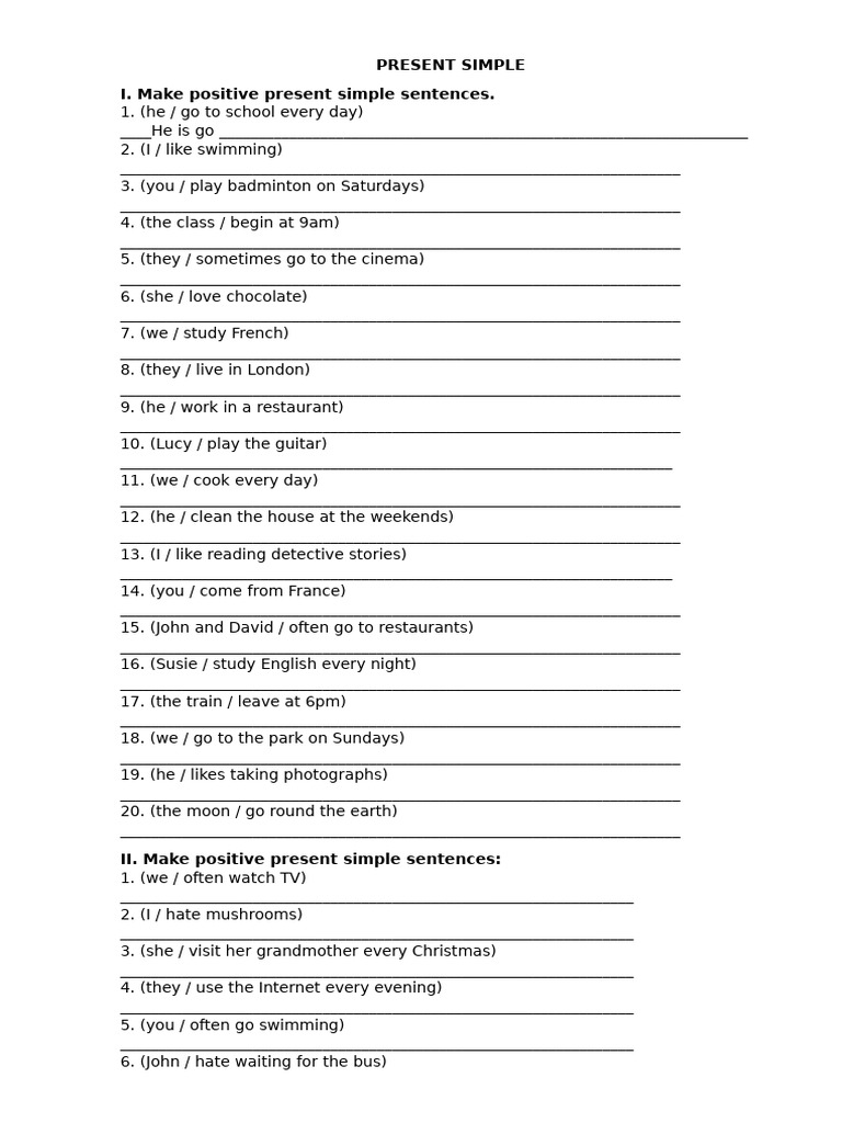 Present Simple Mixed Exercises | PDF