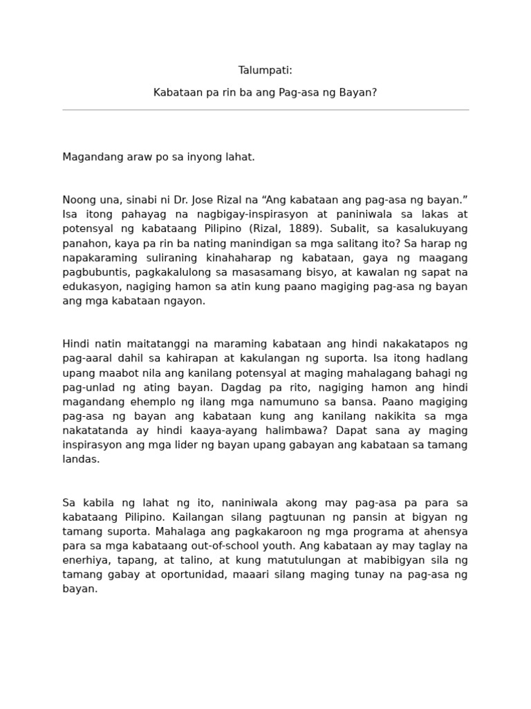 Rizal Talumpati | PDF