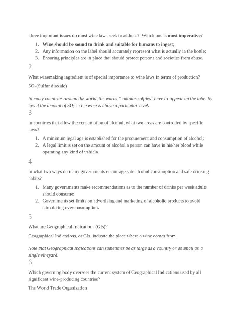 Key Wine Laws and Regulations Explained | PDF | Wine | Grape