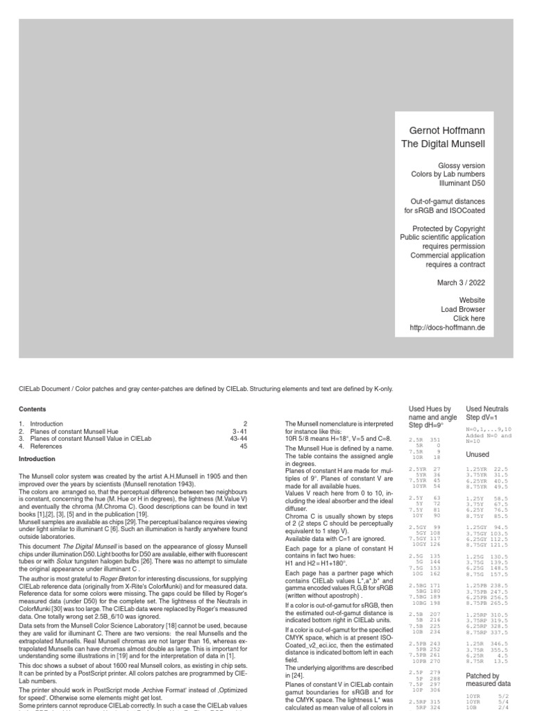 Munsell digital en PDF (Gernot Hoffman) | PDF | Vision | Color