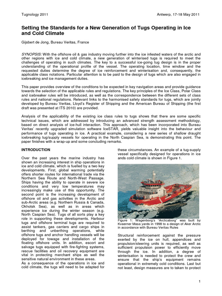 4910.1.tugnology 2011 - Standards For Tugs Operating in Ice & Cold Climate - G de Jong | PDF ...