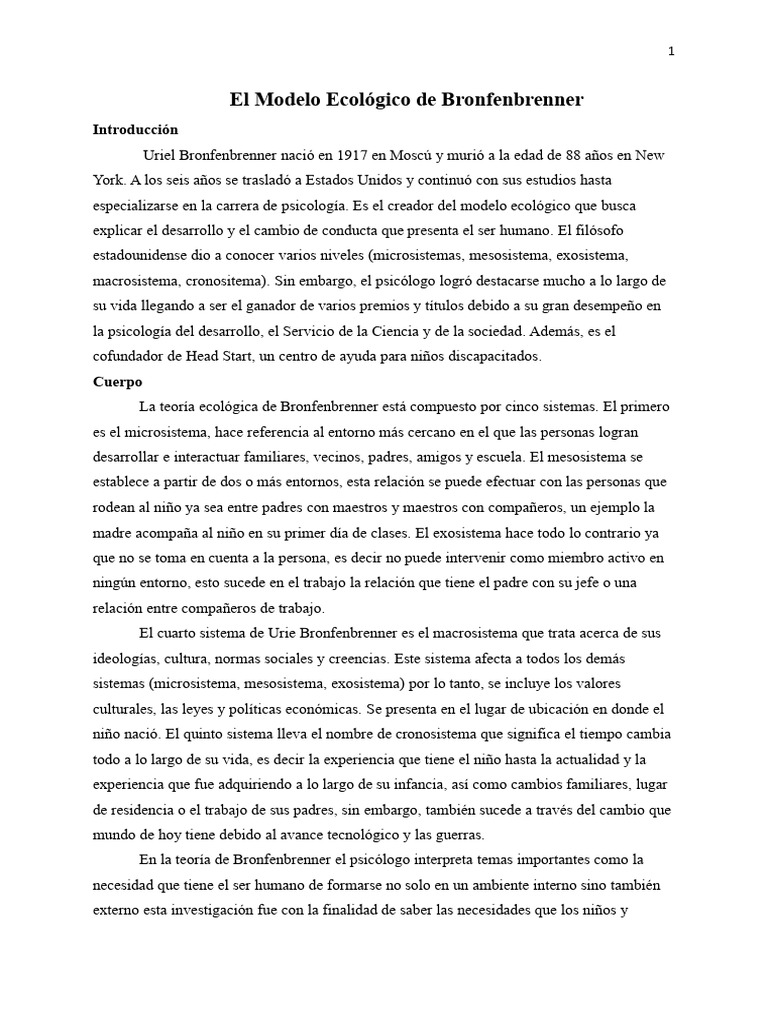 Uriel Bronfenbrenner Flor Almachi | PDF | Sicología | Comportamiento
