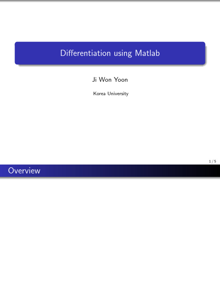 Matlab For Differentiation | PDF | Teaching Methods & Materials | Technology & Engineering