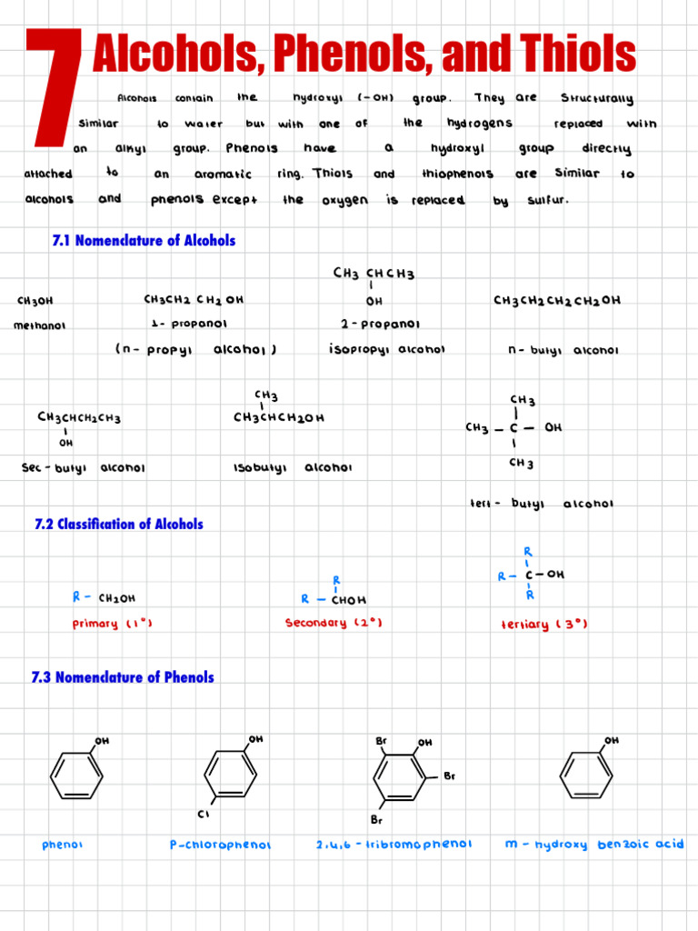 Alcohols, Phenols, and Thiols | PDF | Acid | Hydroxide