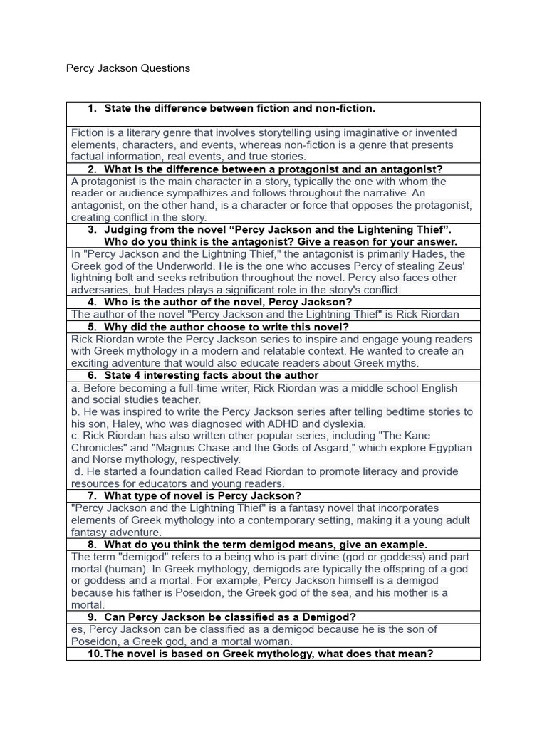 Conflicts in Percy Jackson's Journey | PDF | Rick Riordan | Greek Mythology
