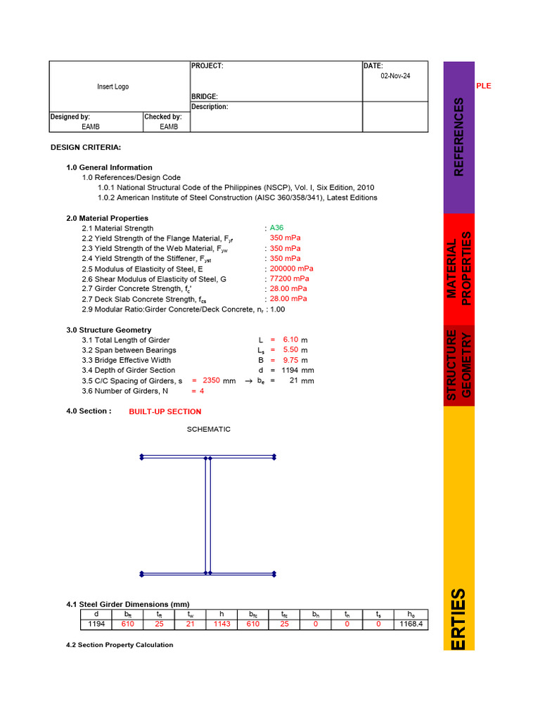 Design of Built Up I Beam (Aisc 2010) | PDF | Buckling | Solid Mechanics