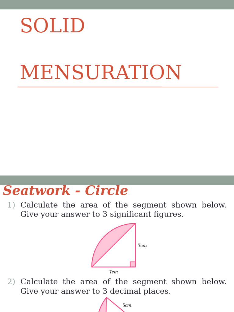 Solid Mensuration Circles and Quadrilaterals Problem | PDF | Teaching Methods & Materials